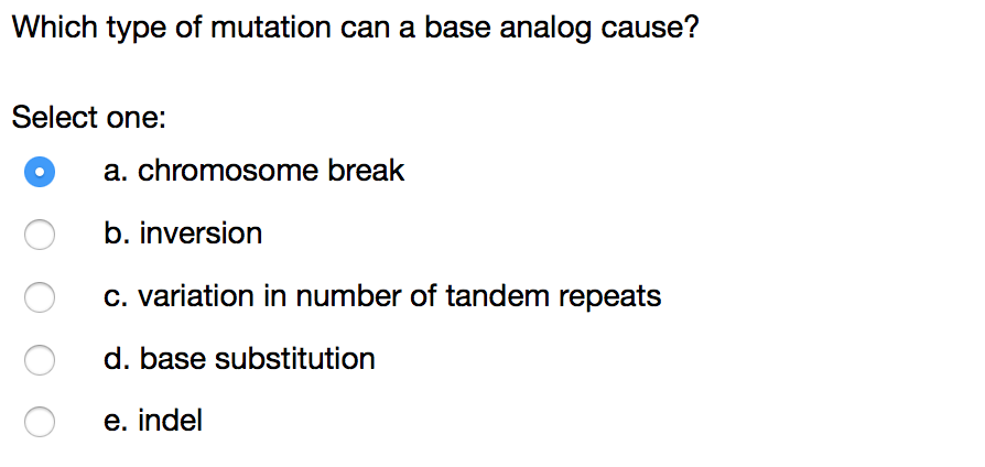 Solved Which type of mutation can a base analog cause? | Chegg.com