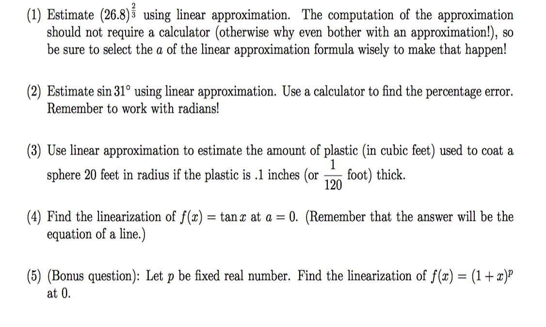 Solved 1 Estimate 26 8 2 3 Using Linear Approximation