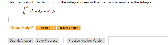 Solved Use the form of the definition of the integral given | Chegg.com