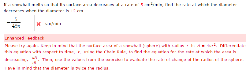 Solved If a snowball melts so that its surface area | Chegg.com