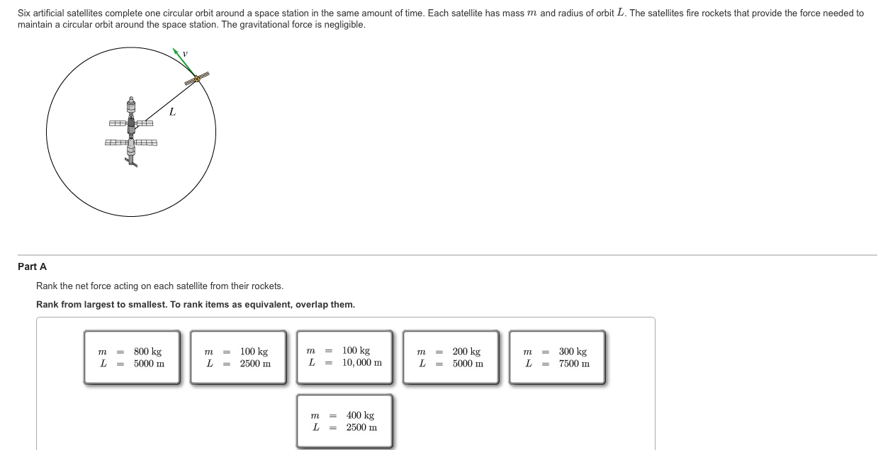 Solved Six artificial satellites complete one circular orbit | Chegg.com
