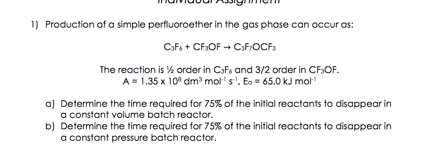 Production of a simple perfluoroether in the gas | Chegg.com