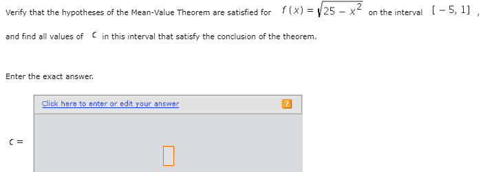 Solved Verify that the hypotheses of the Mean-Value Theorem | Chegg.com