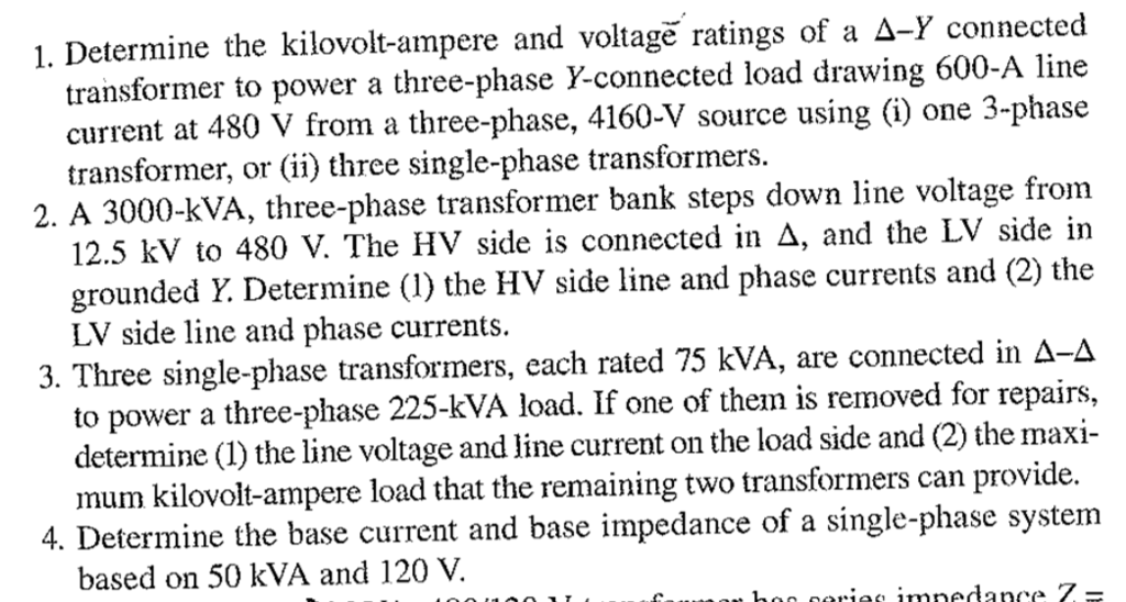 Solved 1. Determine the kilovolt-ampere and voltage ratings | Chegg.com