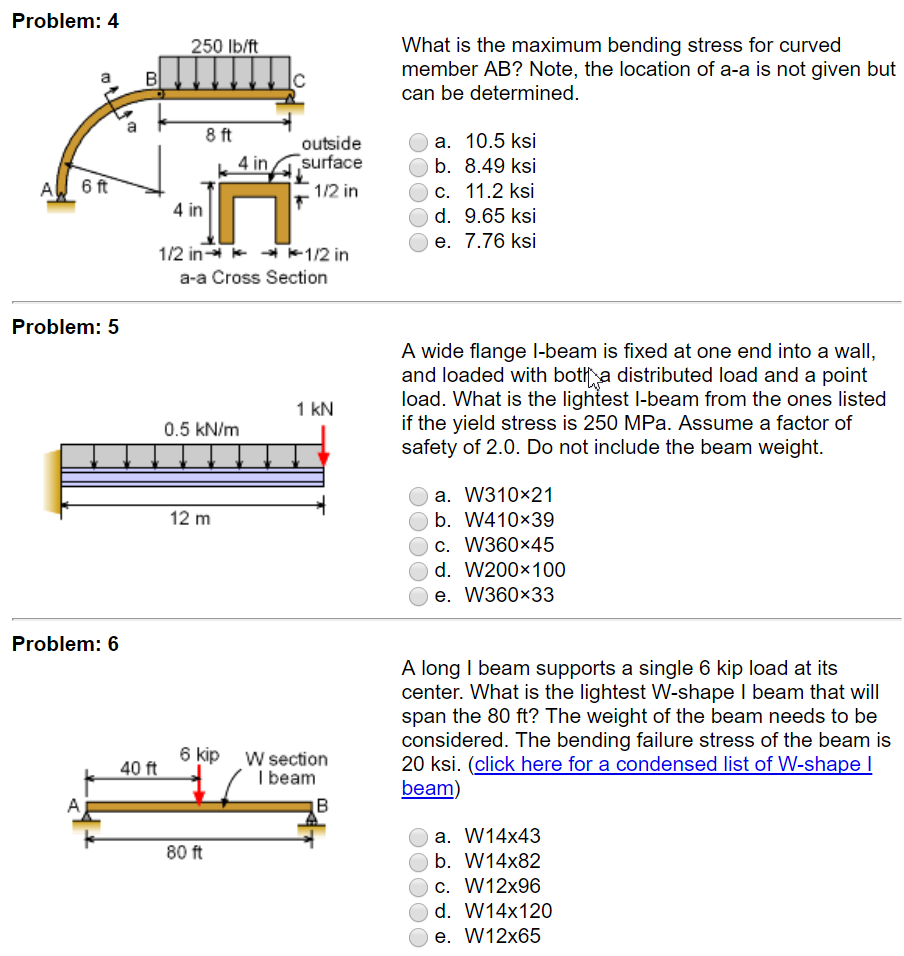 Solved Problem: 4 What is the maximum bending stress for | Chegg.com
