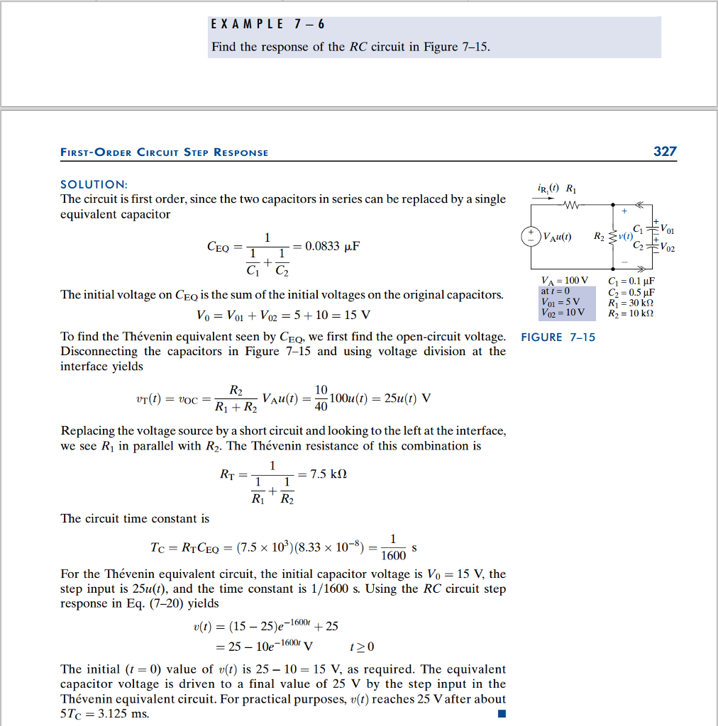 EX AM PLE 7-6 Find the response of the RC circuit in | Chegg.com