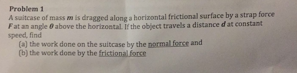 Solved A suitcase of mass m is dragged along a horizontal | Chegg.com
