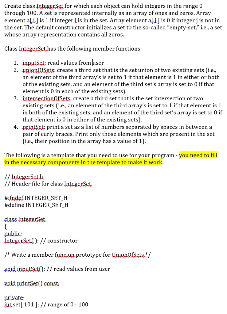 Solved Code in C++! Header, cpp, and main file. Most of the | Chegg.com