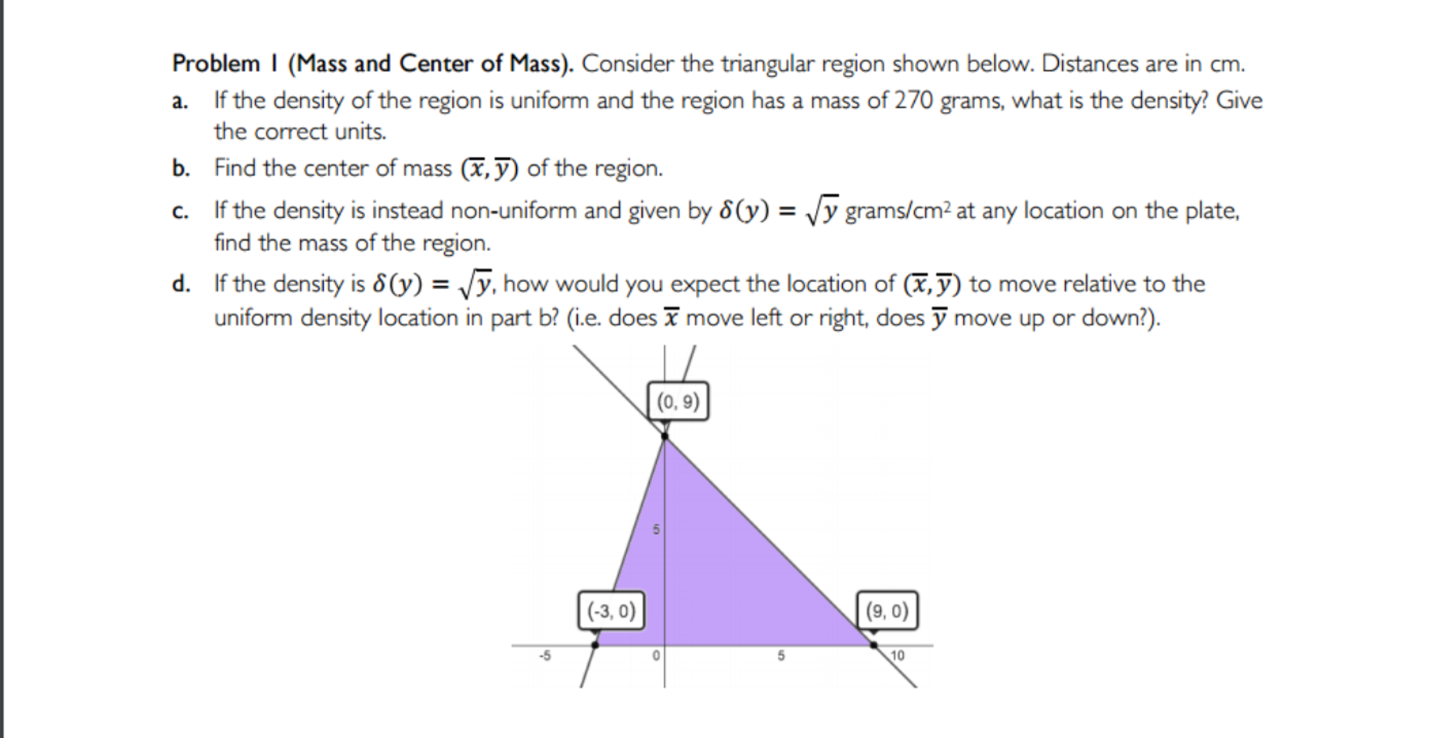 Solved Consider the triangular region shown below. Distances | Chegg.com