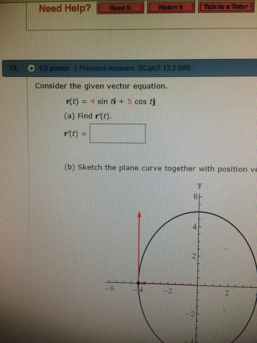 Solved Consider the given vector equation, r(t) = 4 sin ti + | Chegg.com