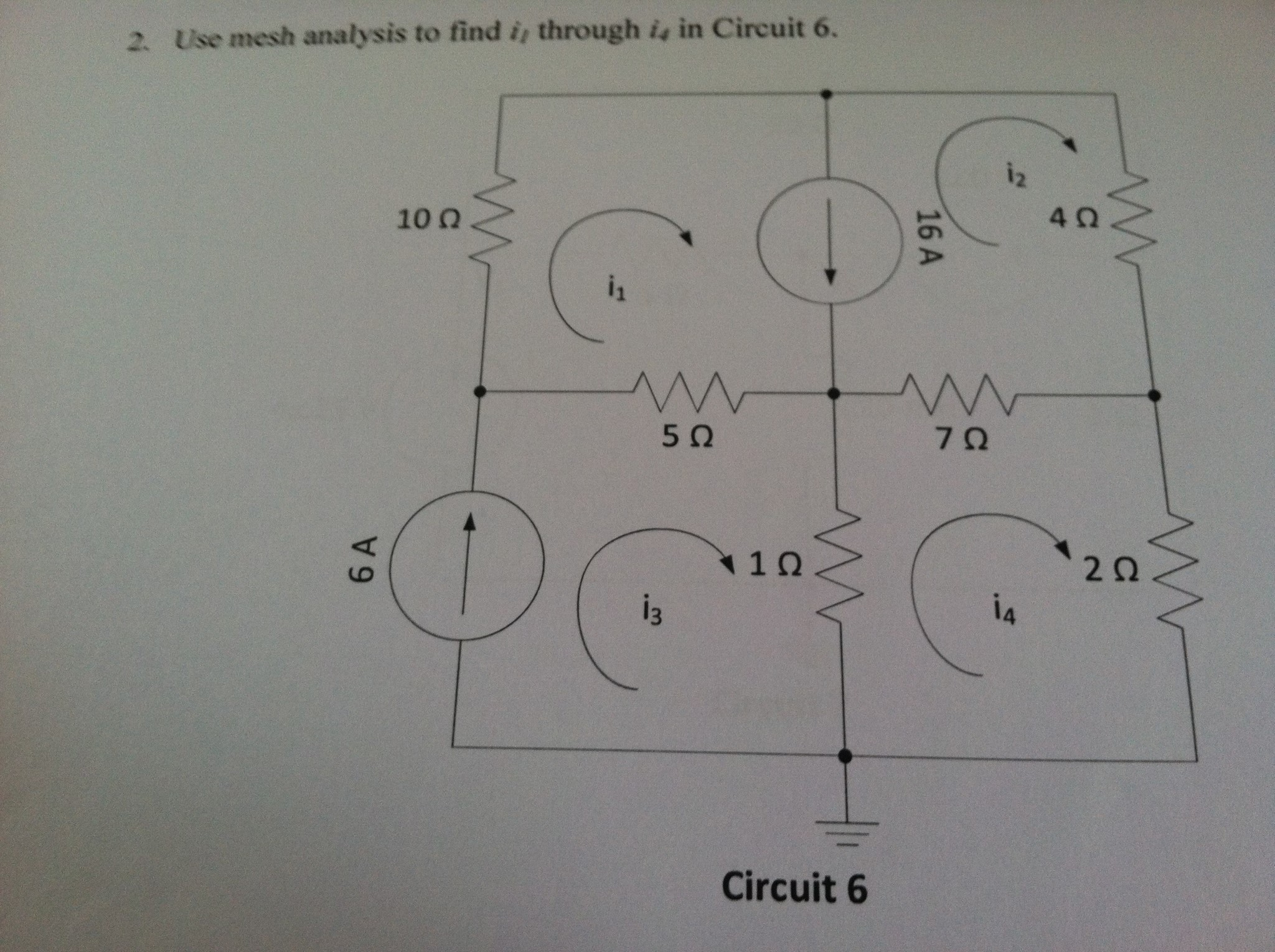 Solved Use mesh analysis to find i1 through i4 in Circuit 6. | Chegg.com