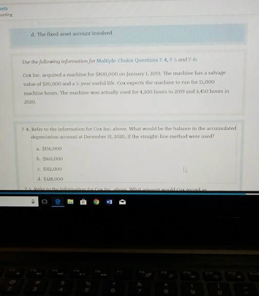 Solved ets unting d. The fixed asset account involved Use | Chegg.com Solved ets unting d. The fixed asset account involved Use | Chegg.com