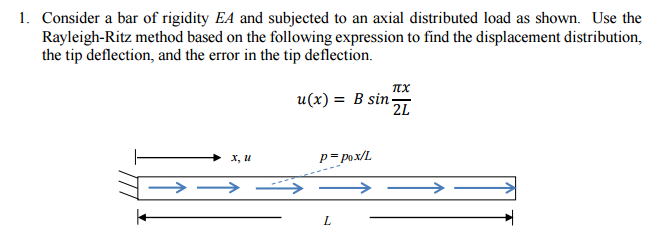 Solved 1. Consider a bar of rigidity EA and subjected to an | Chegg.com