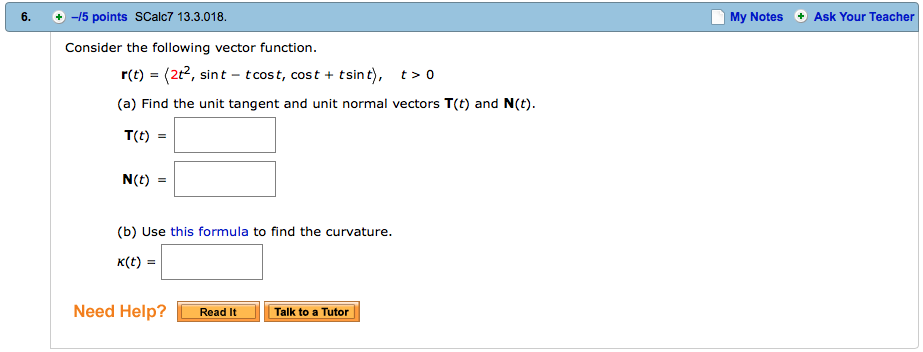 Solved Consider The Following Vector Function R T
