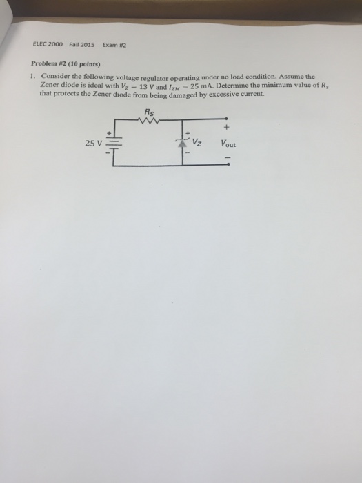 Solved Consider the following voltage regulator operating | Chegg.com