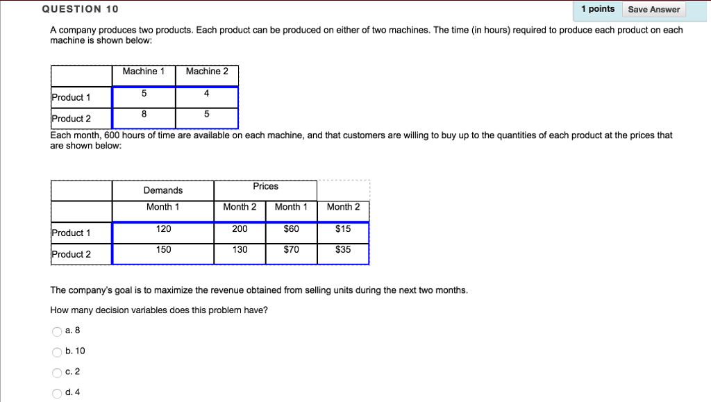 Solved A company produces two products. Each product can be | Chegg.com