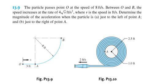 The particle passes point O at the speed of 8 ft/s. | Chegg.com