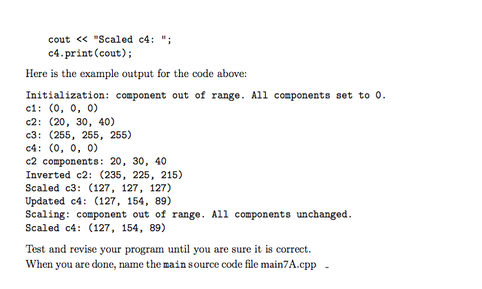 Solved A. A Simple Color Class In this problem, you will | Chegg.com
