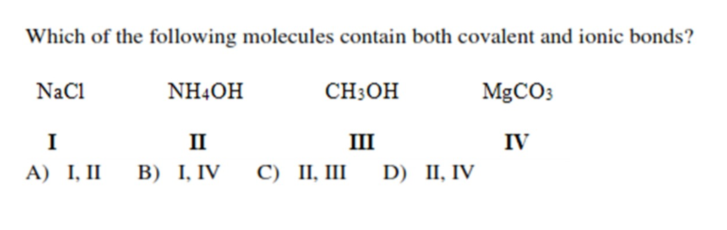 Solved Which of the following molecules contain both | Chegg.com