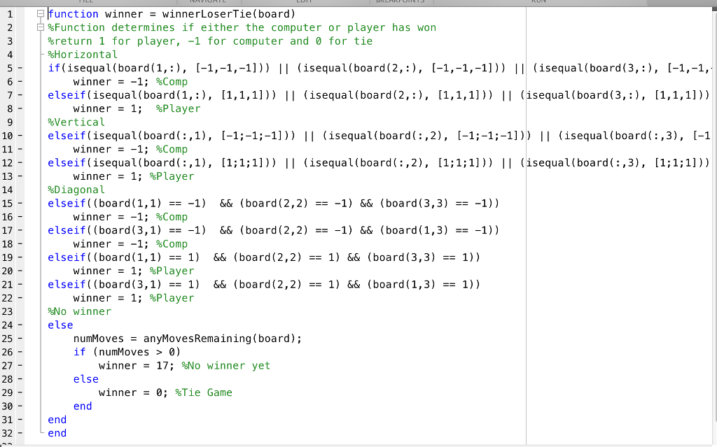 Solved FILE NAVIGATE BREAKPOINTS RUN sTicTacToe main script | Chegg.com