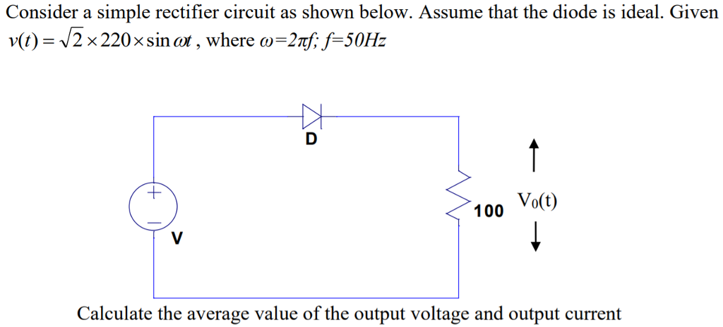 Solved Consider a simple rectifier circuit as shown below. | Chegg.com