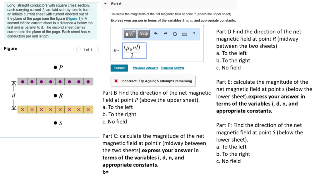 Solved PartA Long, straight conductors with square cross | Chegg.com