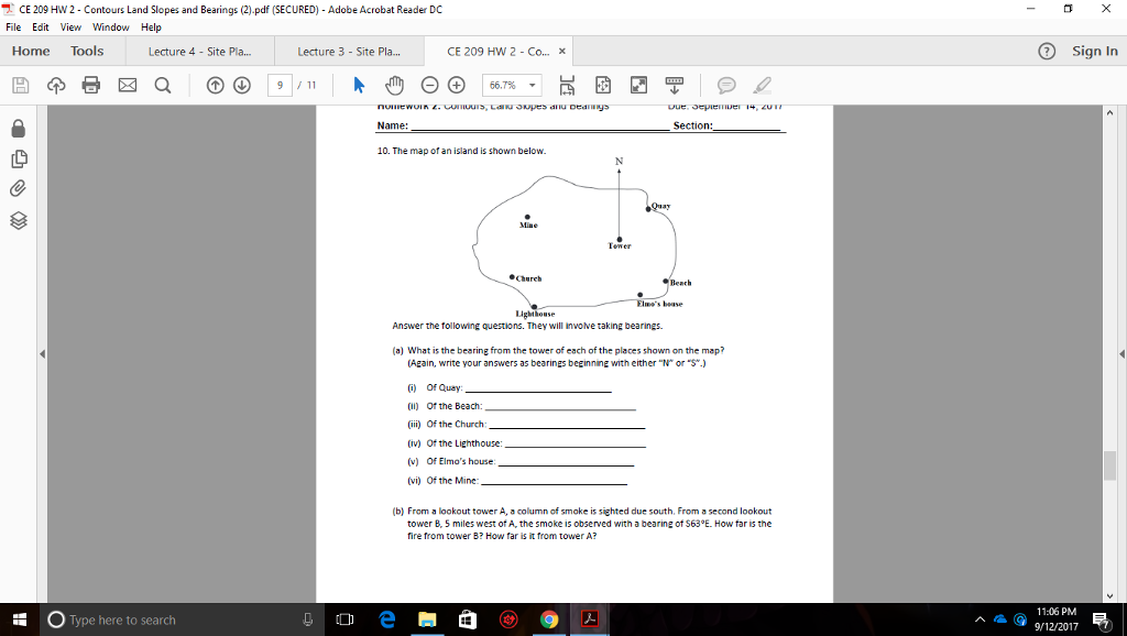 Solved The map of an island is shown below. Answer the | Chegg.com