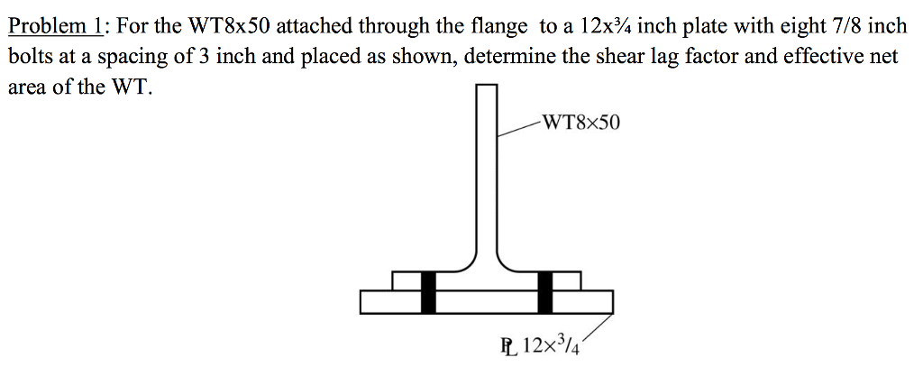 Solved For the WT8x50 attached through the flange to a 12x | Chegg.com
