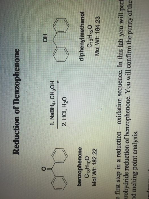 Reduction of Benzophenone OH 1. NaBH4, CH30H 2. HCI, | Chegg.com
