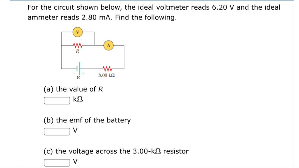 Solved For the circuit shown below, the ideal voltmeter | Chegg.com