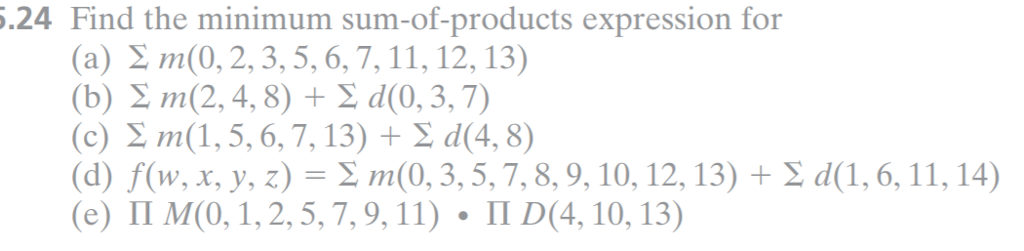 Solved 24 Find The Minimum Sum Of Products Expression For