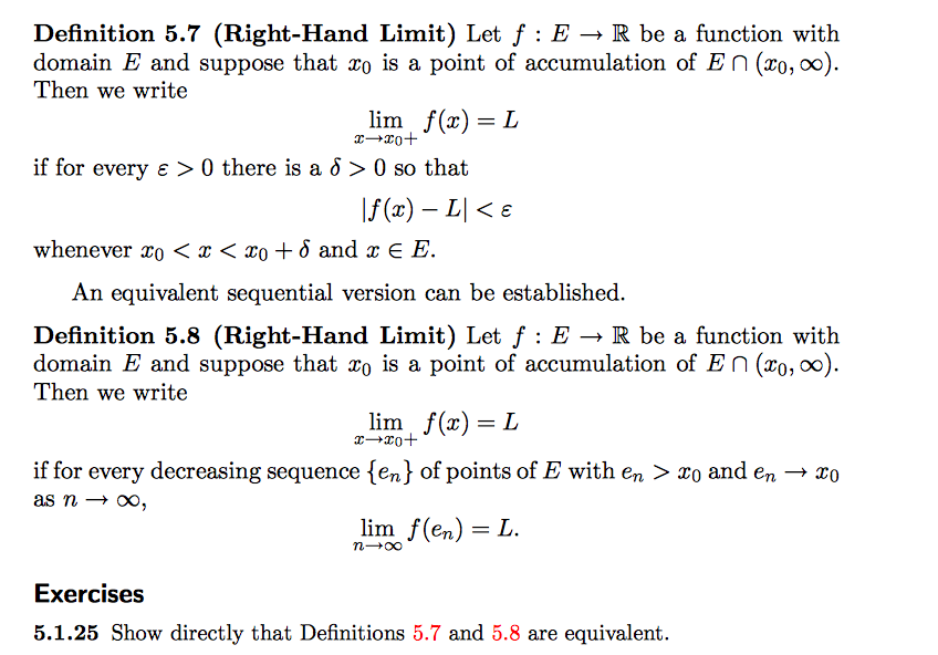 Solved Definition 5.7 (Right-Hand Limit) Let f : E → R be a | Chegg.com