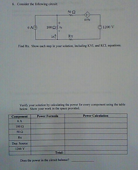 Solved Consider the following circuit: Find Rx. Show each | Chegg.com