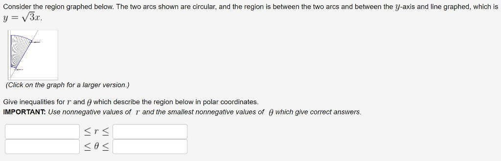 Solved Consider the region graphed below. The two arcs shown | Chegg.com