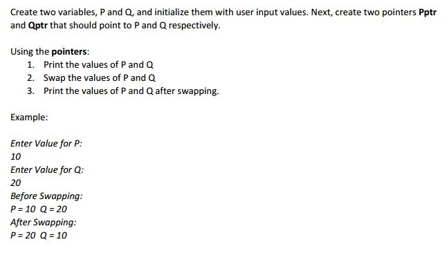 Solved Create two variables, P and Q, and initialize them | Chegg.com Solved Create two variables, P and Q, and initialize them | Chegg.com