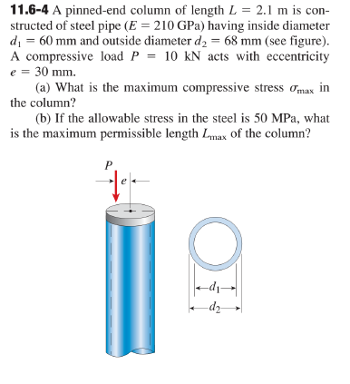 Solved A pinned-end column of length L = 2.1 m is | Chegg.com