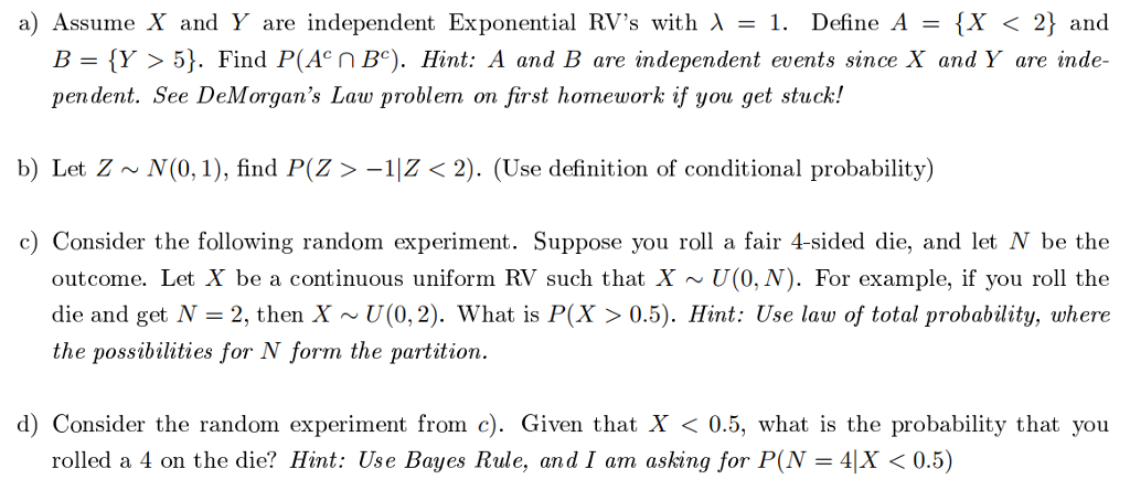 Solved a) Assume X and Y are independent Exponential RV's | Chegg.com