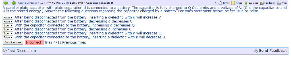 Solved A parallel plate capacitor with plate separation d is | Chegg.com