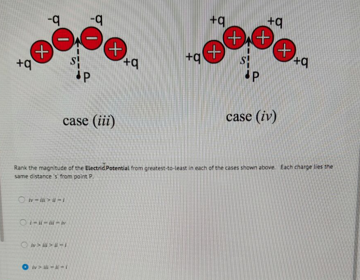 Solved Rank the magnitude of the Electric Potential from | Chegg.com