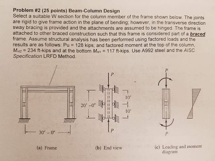 Select a suitable W section for the column member of | Chegg.com
