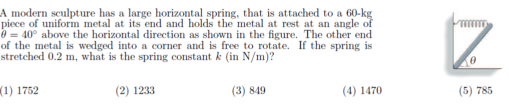 Solved A modern sculpture has a large horizontal spring, | Chegg.com