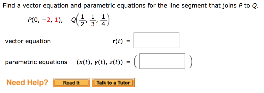 Solved Find a vector equation and parametric equations for | Chegg.com