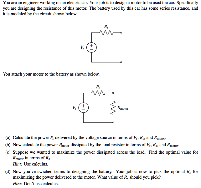 Solved You are an engineer working on an electric car. Your | Chegg.com