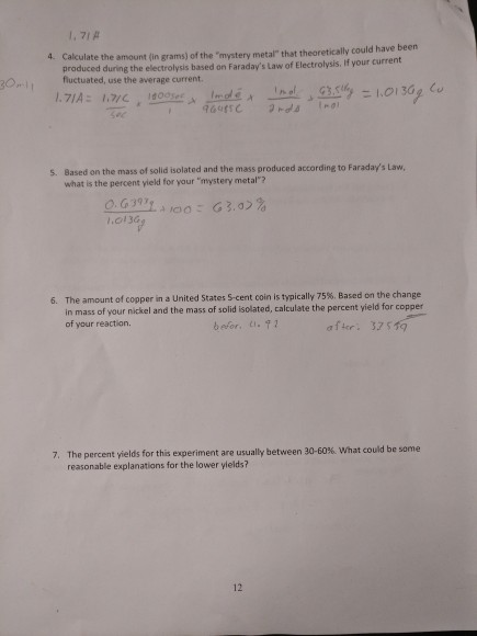 Solved Calculate the amount grams) of the "mystery metal | Chegg.com