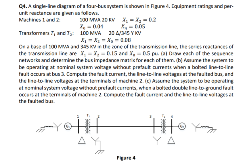 Q4. A single-line diagram of a four-bus system is | Chegg.com