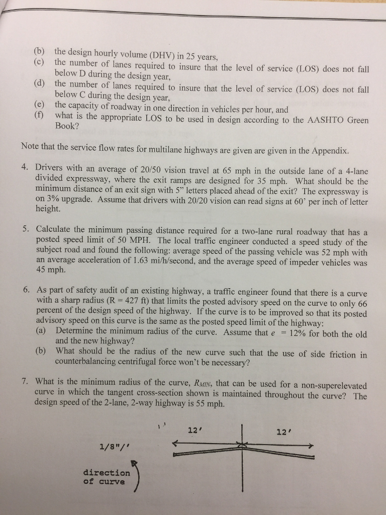 Solved (C) (b) the design hourly volume (DHV) in 25 years, | Chegg.com