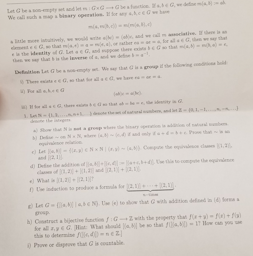 Solved Let G be a non-empty set and let m: G× G → G be a | Chegg.com