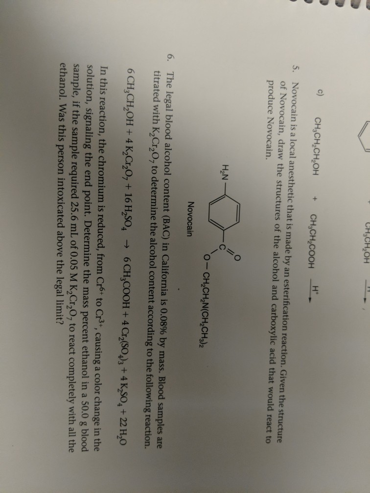 Solved CH CH2OH Novocain is a local anesthetic that is made | Chegg.com