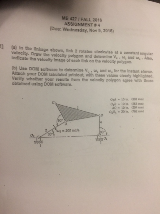 Solved In The Linkage Shown Link 2 Rotates Clockwise At A