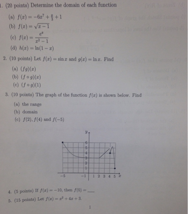 Solved Determine The Domain Of Each Function F X 6x 7